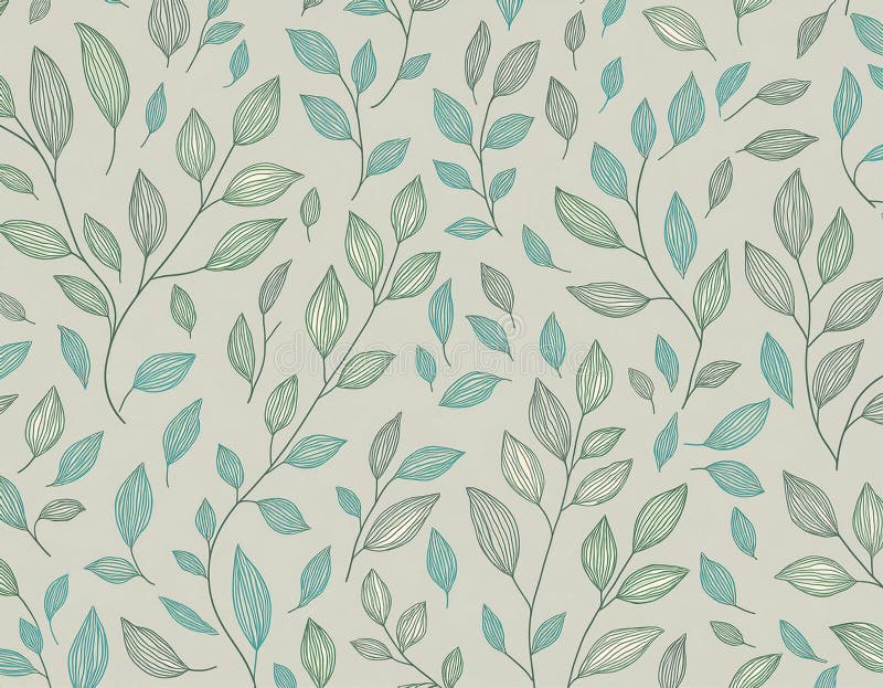Minimalist Branches and Leaves Pattern Scattered Design on Neutral ...
