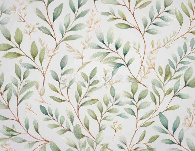 Minimalist Branches and Leaves Pattern Scattered Design on Neutral ...