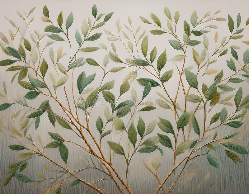 Minimalist Branches and Leaves Pattern Scattered Design on Neutral ...