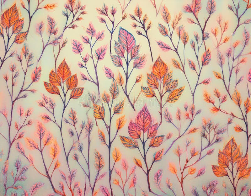 Minimalist Branches and Leaves Pattern Scattered Design on Neutral ...