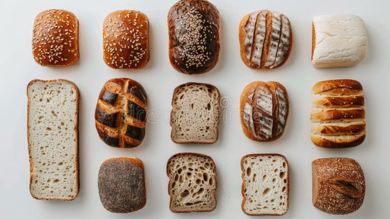 Minimalist Bread Display on White Background Flat Lay Design Stock ...
