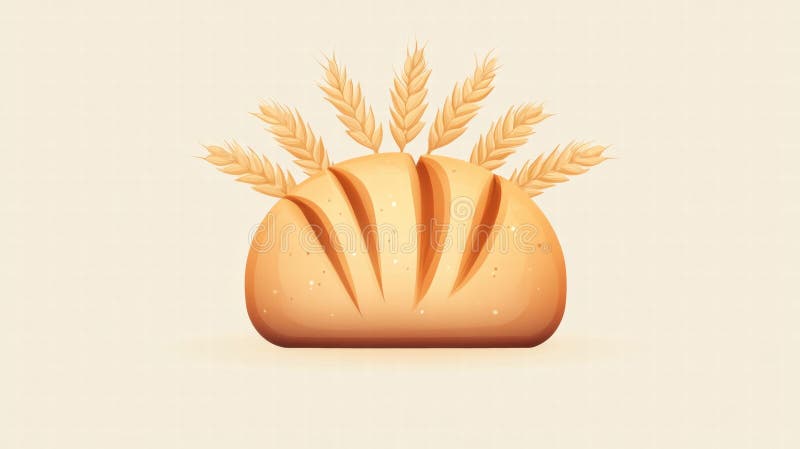 Minimalist Bread Loaf with Wheat Grains Showcasing a Simple Design ...