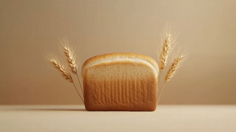 Minimalist Bread Loaf Displayed with Golden Wheat Grains in a Simple ...