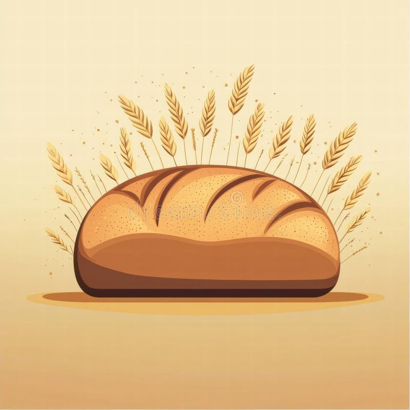 Minimalist Bread Loaf with Wheat Grains Showcases a Simple Design and ...