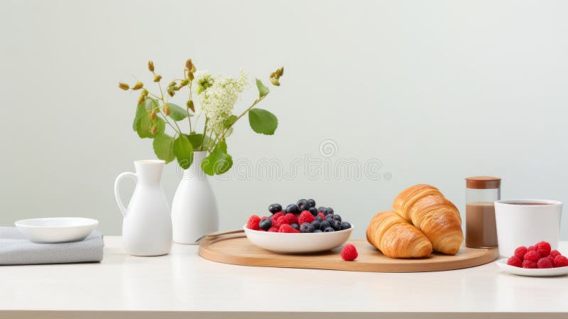 Minimalist Breakfast Setup in a Modern Style Stock Illustration ...