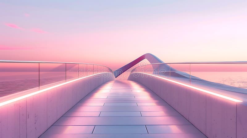 Minimalist Bridge Design at Dusk Stock Illustration - Illustration of ...
