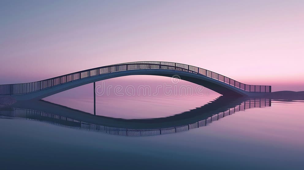 Minimalist Bridge Design at Dusk Stock Illustration - Illustration of ...