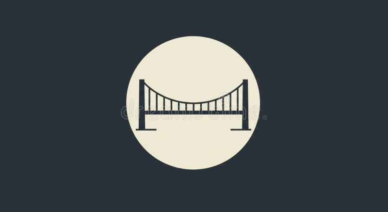 Minimalist Bridge Icon in Circular Frame on Dark Background Stock ...