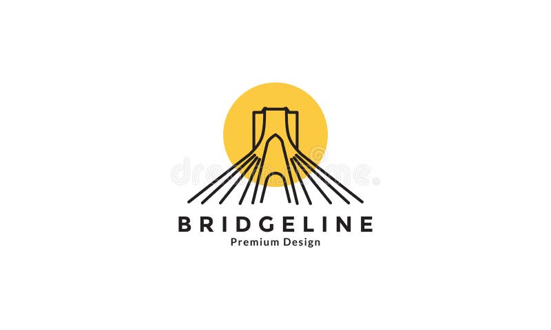 Minimalist Bridge Lines with Sunset Logo Design Vector Icon Symbol ...