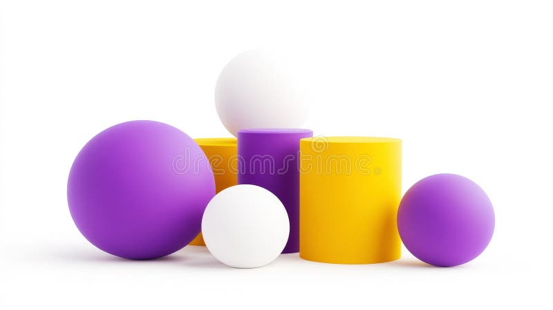 Minimalist Bright 3D Geometric Shapes (cube, Sphere, Cylinder) on Light ...