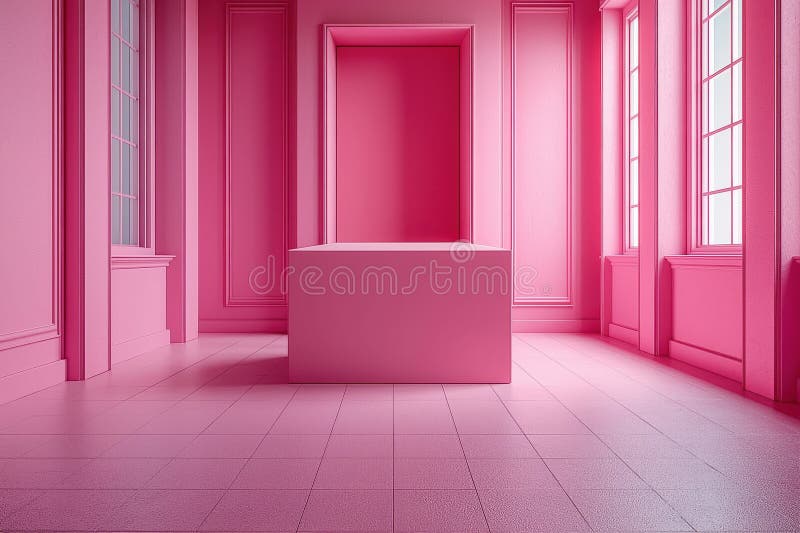 Minimalist Bright Pink Empty Room with Textured Walls and Natural Light ...