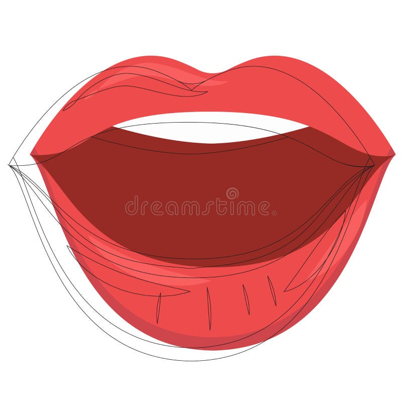 Minimalist Bright Red Painted Lips on a White Background Stock ...
