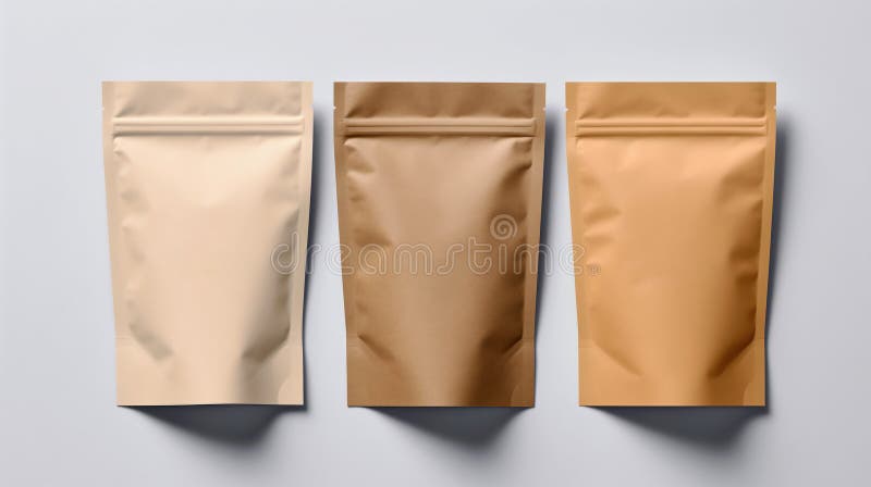 Minimalist Brown Kraft Paper Pouches for Eco-friendly Packaging Designs ...