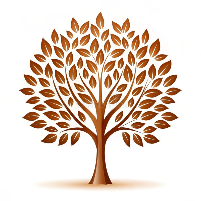 Simple Brown Tree Icon with Leaf Design Isolated Stock Illustration ...