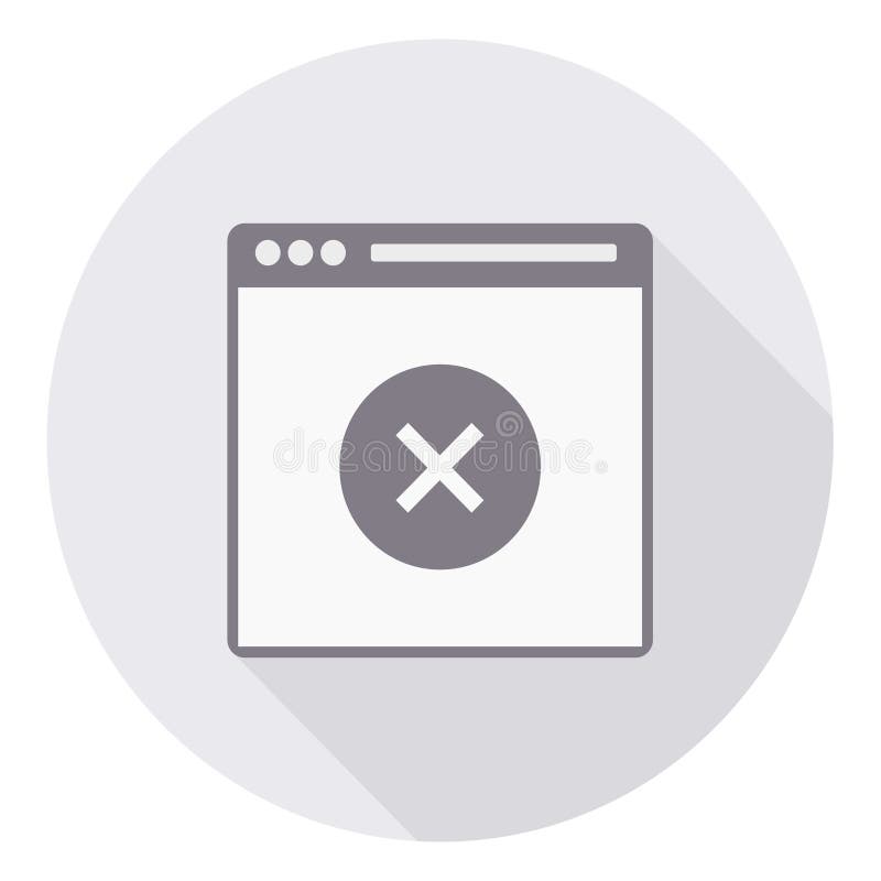 Minimalist Browser Error Icon in Flat Design on Gray Circle Stock ...