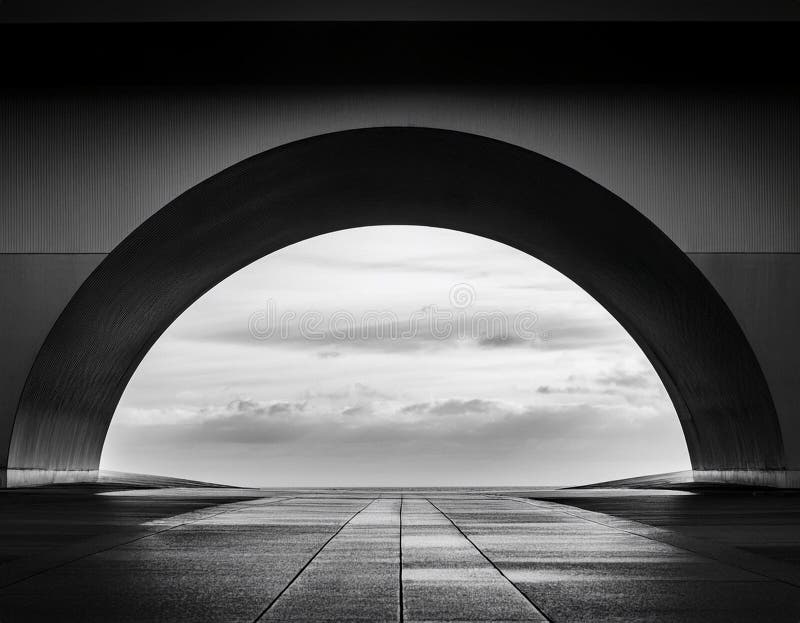 Minimalist Brutalist Arch in Dramatic Monochrome Stock Photo - Image of ...