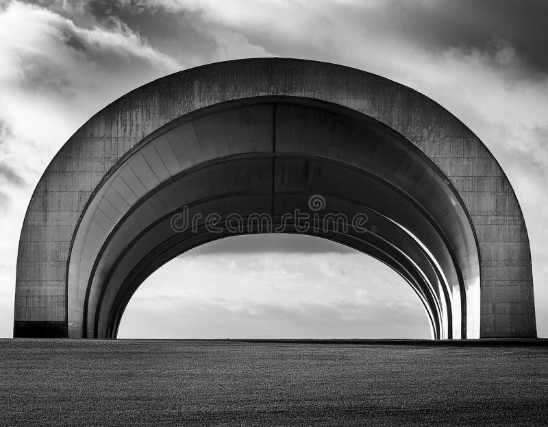 Minimalist Brutalist Arch in Dramatic Monochrome Stock Photo - Image of ...