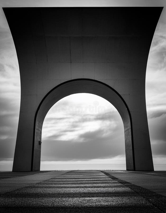 Minimalist Brutalist Arch in Dramatic Monochrome Stock Photo - Image of ...