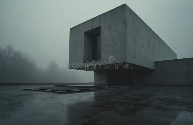Concrete Building Minimalist Brutalist Architecture Style Sharp Angles ...