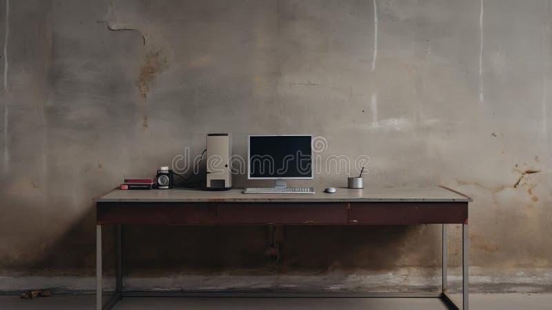 Minimalist Brutalist Computer Desk Editorial Photography Concept Stock ...