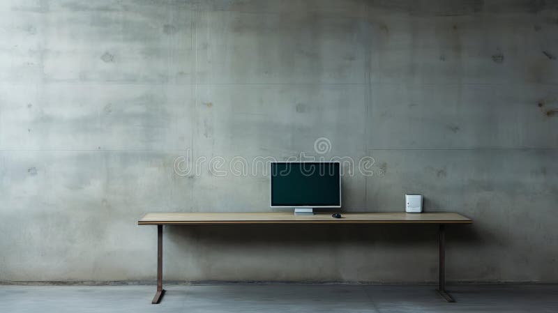 Minimalist Brutalist Computer Desk Editorial Photography Concept Stock ...