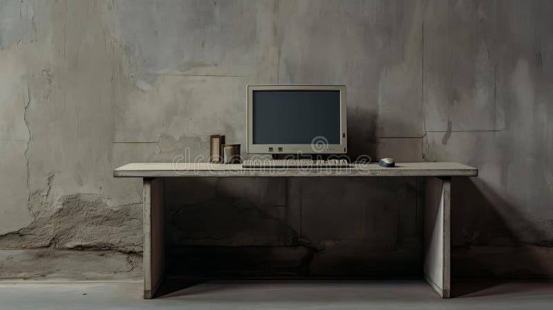Minimalist Brutalist Computer Desk Editorial Photography Concept Stock ...