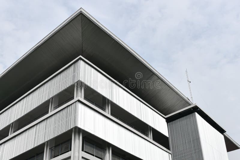 Minimalist Building Exterior Using Stainless Steel Stock Photo - Image ...