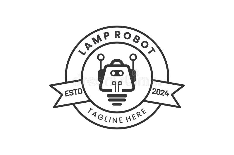 Minimalist Bulb Idea Robot Logo Template Design Stock Vector ...