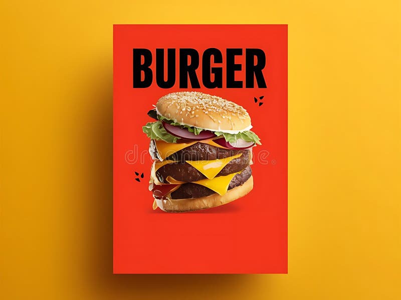 Minimalist Burger Poster with Bold Typography and Burger Layers Stock ...