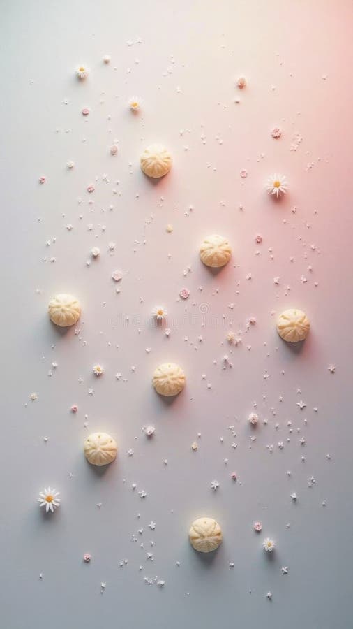 Minimalist Butter Cookies and Flowers on Soft Pastel Background Stock Illustration ...
