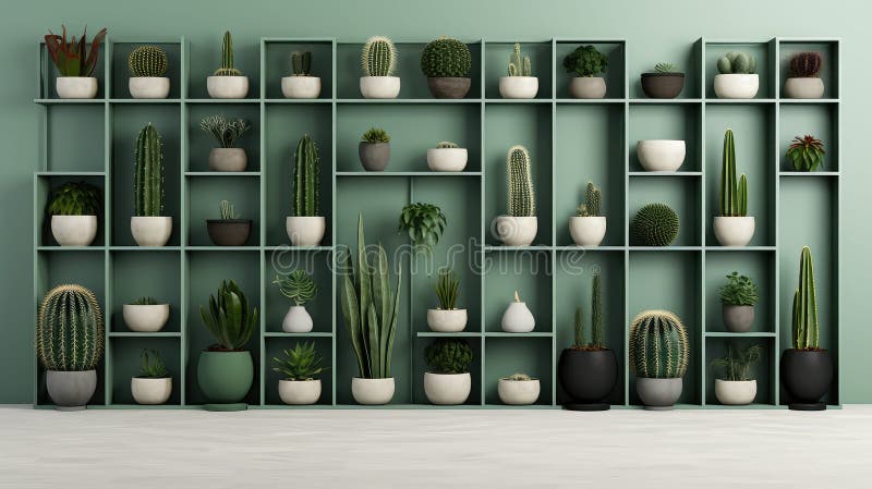 Minimalist cactus wall stock illustration. Illustration of symmetry ...
