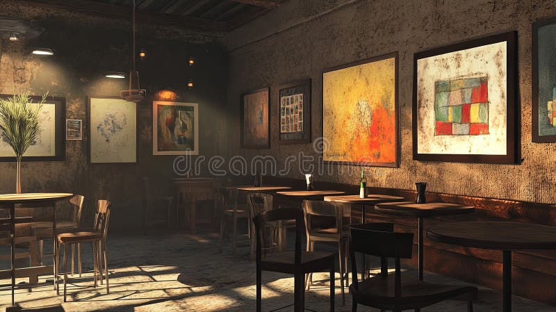 Minimalist Cafe with Cozy Corners for Artists To Create and Display Art ...