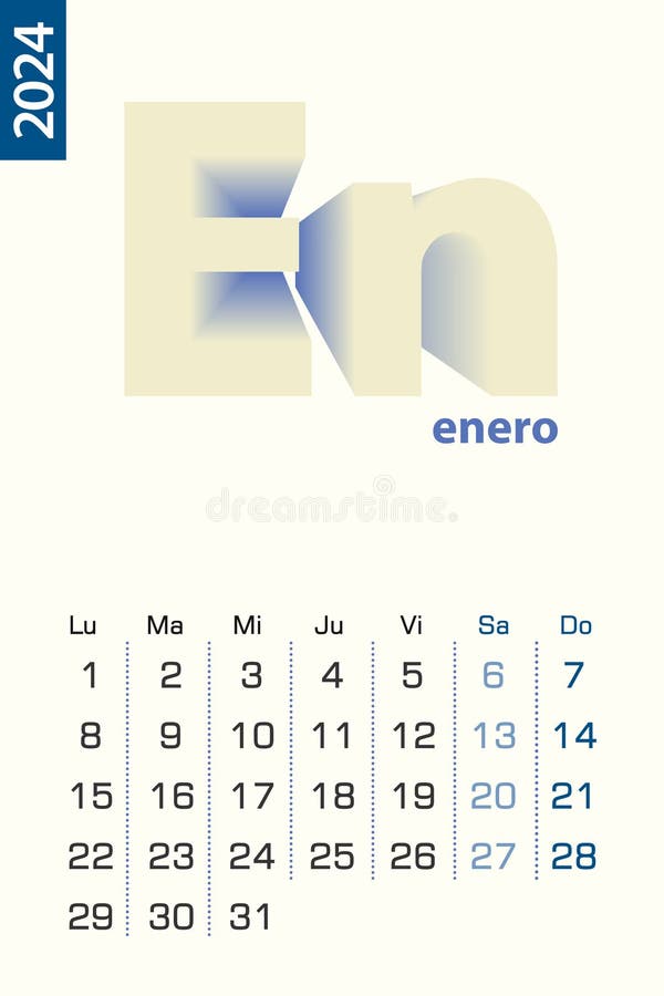 Spanish Calendar 2022 Enero Clipart