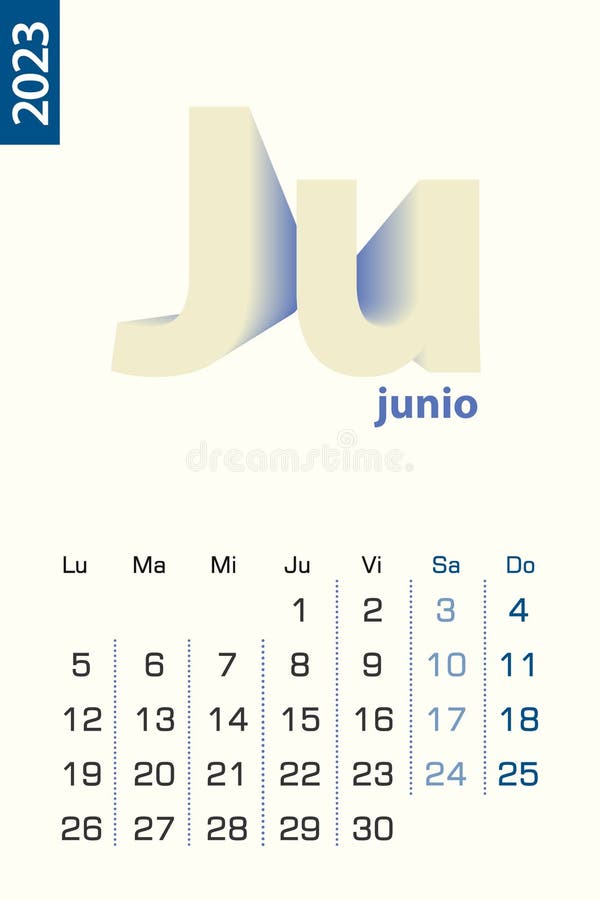 Minimalist Calendar Template for June 2023, Vector Calendar in Spanish ...