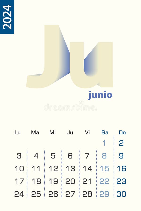 Minimalist Calendar Template for June 2024, Vector Calendar in Spanish ...