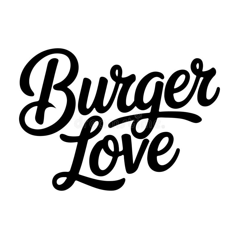 Minimalist Calligraphy Typography Design of Love Burger Stock Vector ...
