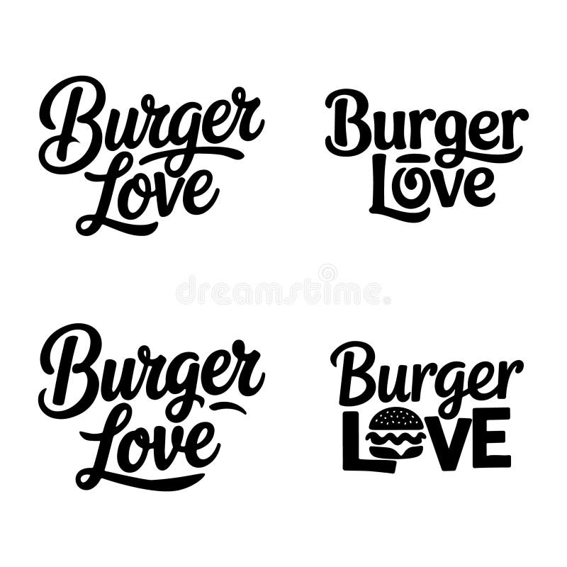 Minimalist Calligraphy Typography Design of Love Burger Stock Vector ...