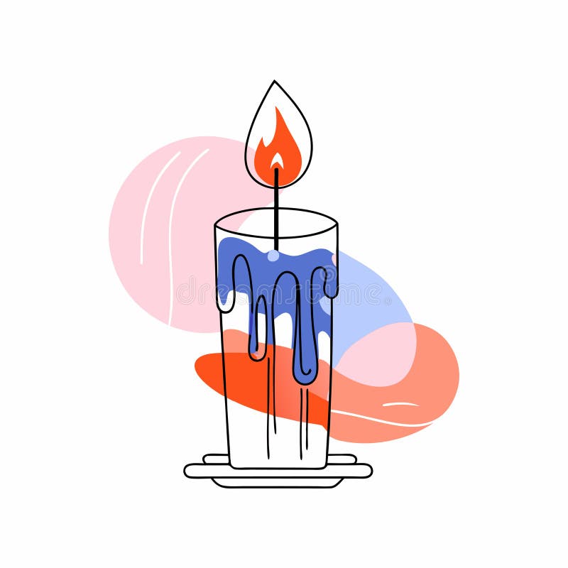 Minimalist Candle Illustration with Dripping Wax, Black and White ...