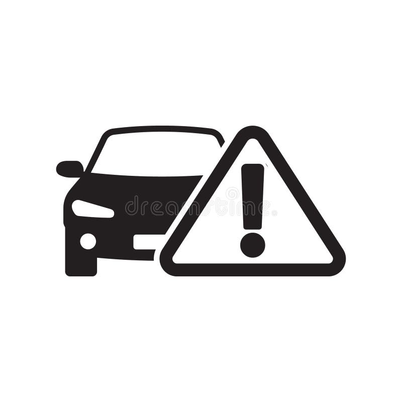 Minimalist Car and Warning Triangle Icon Stock Illustration ...