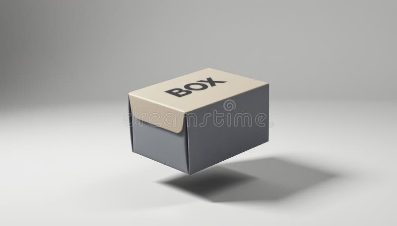 Minimalist Cardboard Box with Beige Lid and Gray Base Floating on Light ...
