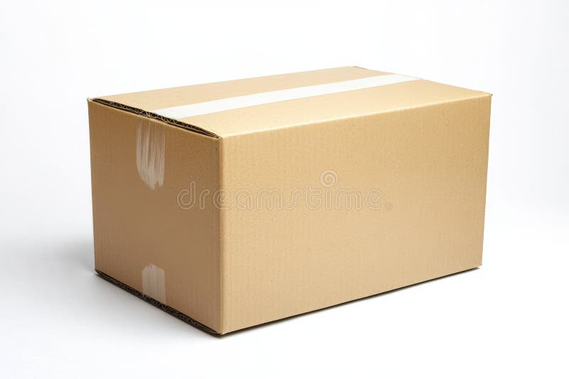 Minimalist Cardboard Box with a Blank Surface on a White Background for ...