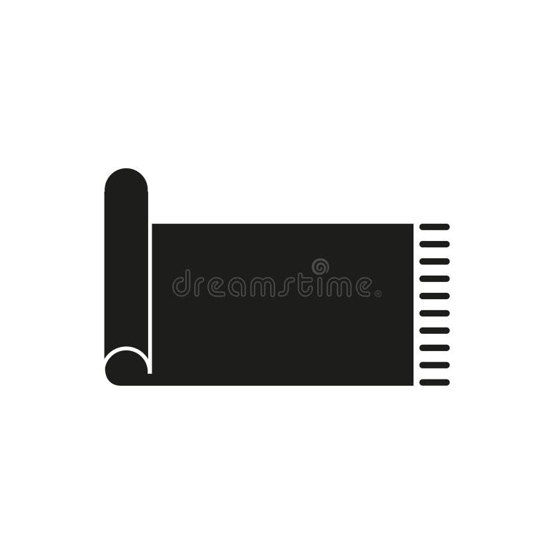 Minimalist Carpet Roll Vector. Black Rolled Rug Illustration. Interior ...