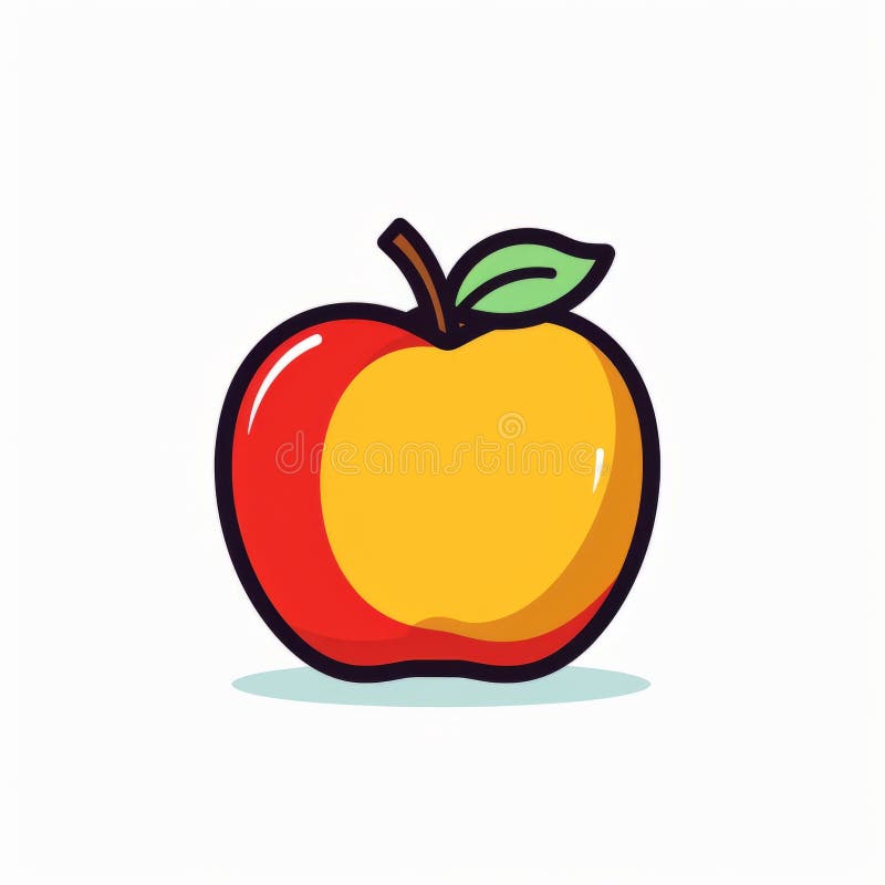 Minimalist Cartoon Apple Icon: Precise Linework and Playful Design Stock Illustration ...