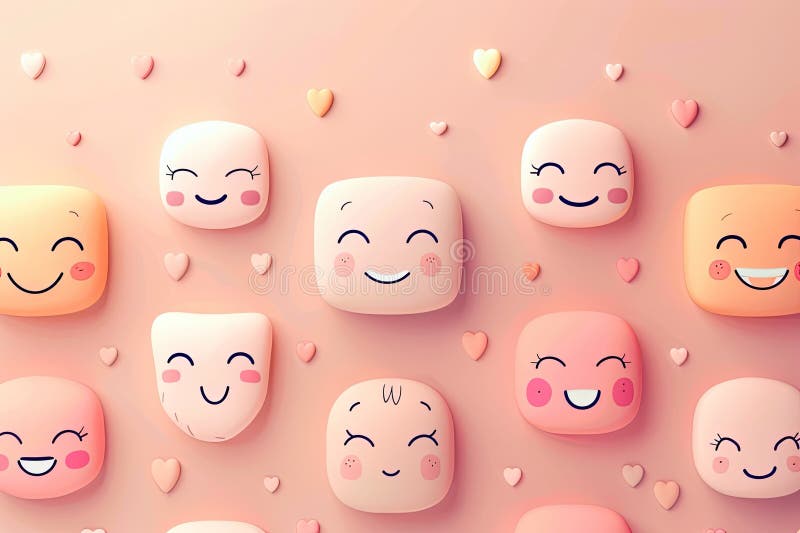 Minimalist Cartoon Faces with Simple Features Like Eyes and Smiles, on ...