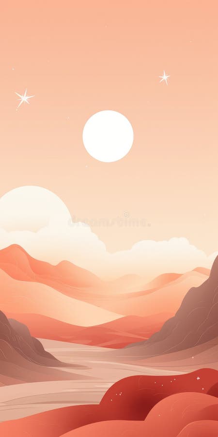 Minimalist Cartoon Landscape of Mars with Isolated Star Stock ...