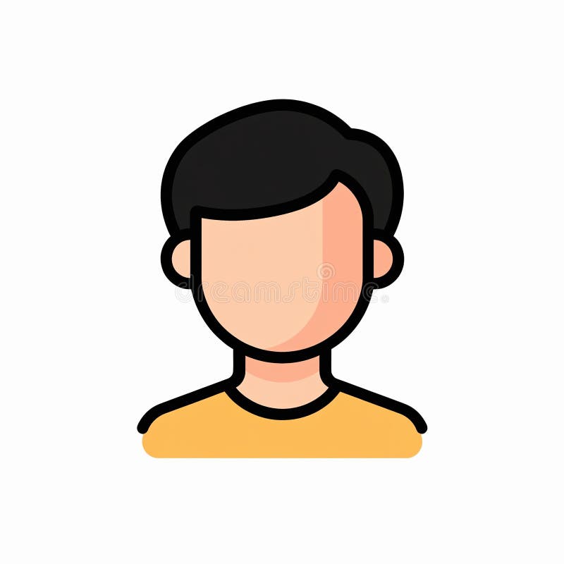 Minimalist Cartoon Male Character Illustration with Empty Face Space ...