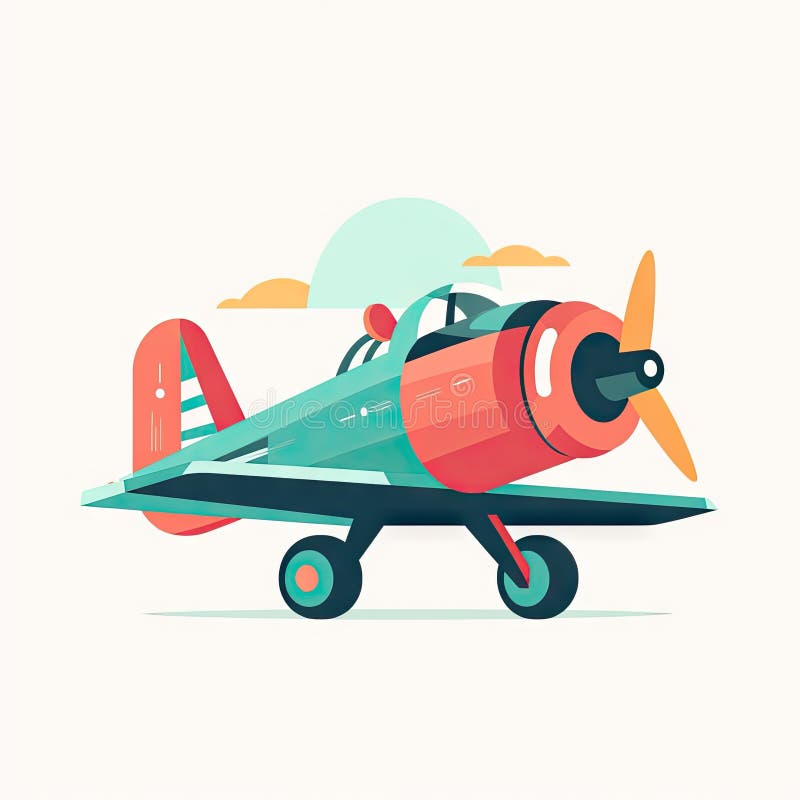 Minimalist Cartoon Plane Illustration on White Background for ...
