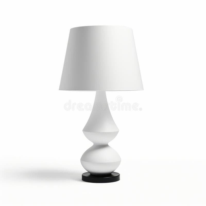 Minimalist Cartoonish White Table Lamp With Curvaceous Simplicity Stock Illustration