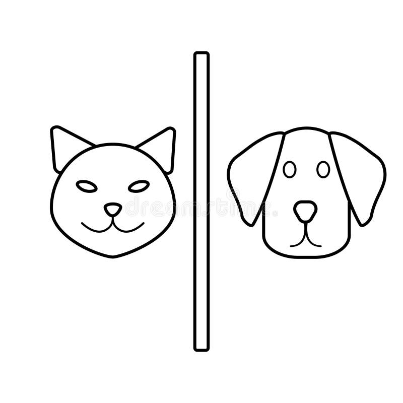 Minimalist Cat and Dog Icons Separated by Vertical Line Stock ...
