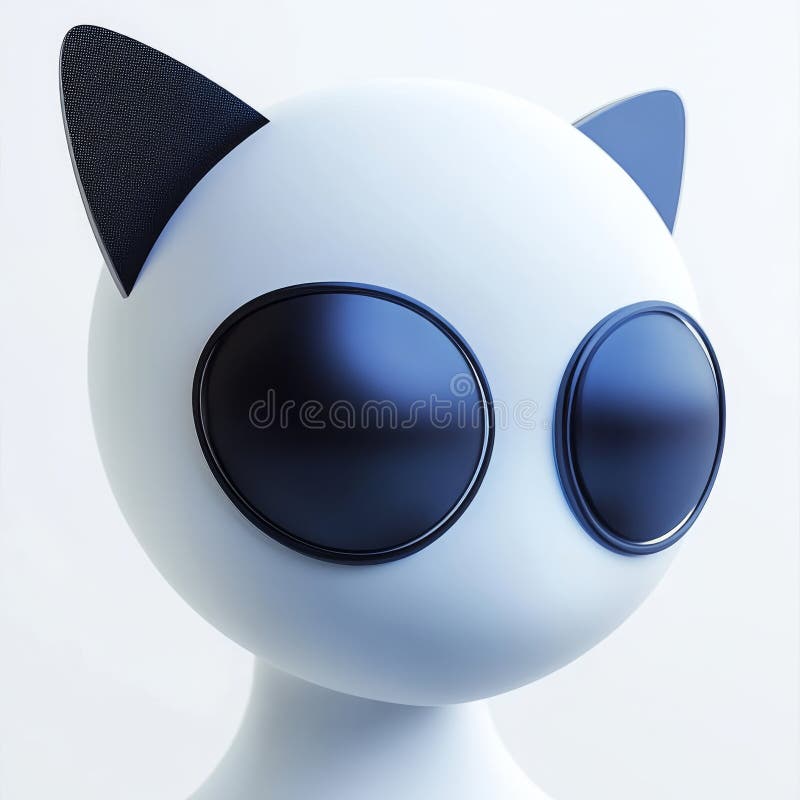 Minimalist Cat Robot, AI Art , Futuristic Stock Illustration ...
